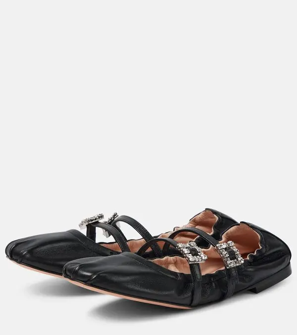 ROGER VIVIER Embellished Leather Ballet Flats
