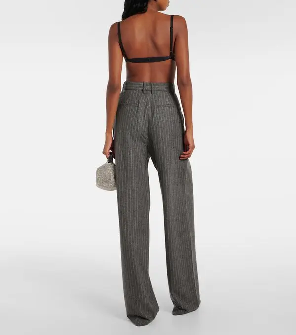 Alex Perry Pinstriped High-rise Tapered Wool Trousers