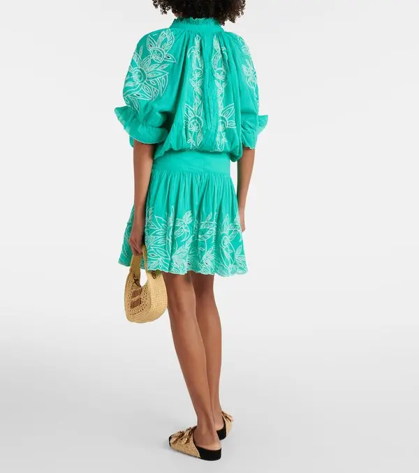 JULIET DUNN Colorblocked Cotton Mini Dress