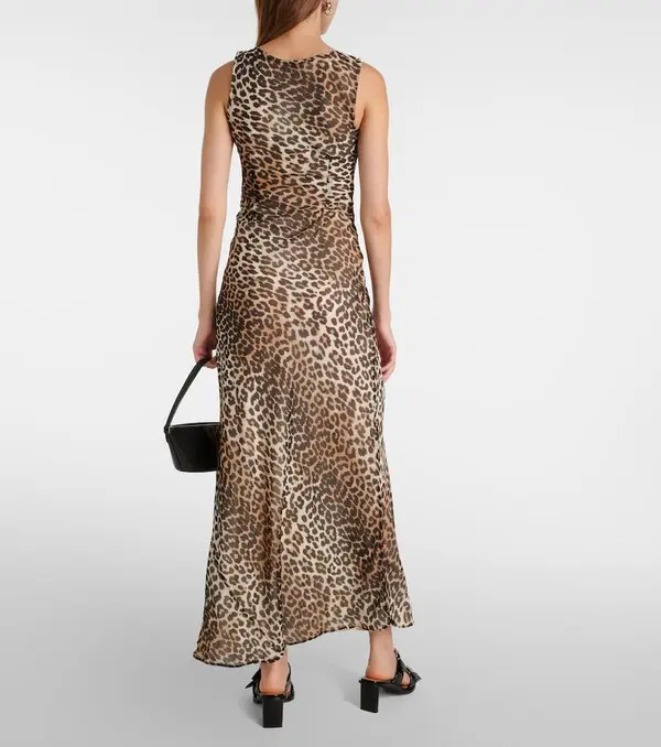 GANNI Leopard-print Chiffon Maxi Dress