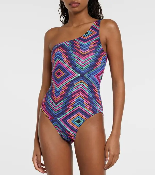 ERES One-shoulder Swimsuit In Geometric Print - Multicoloured