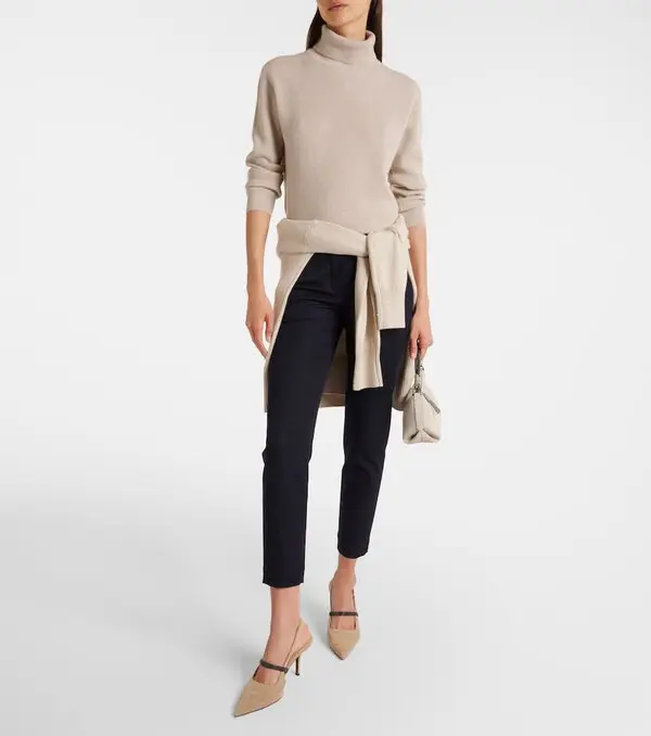 Brunello Cucinelli Cashmere Ribbed Turtleneck Sweater - Neutrals