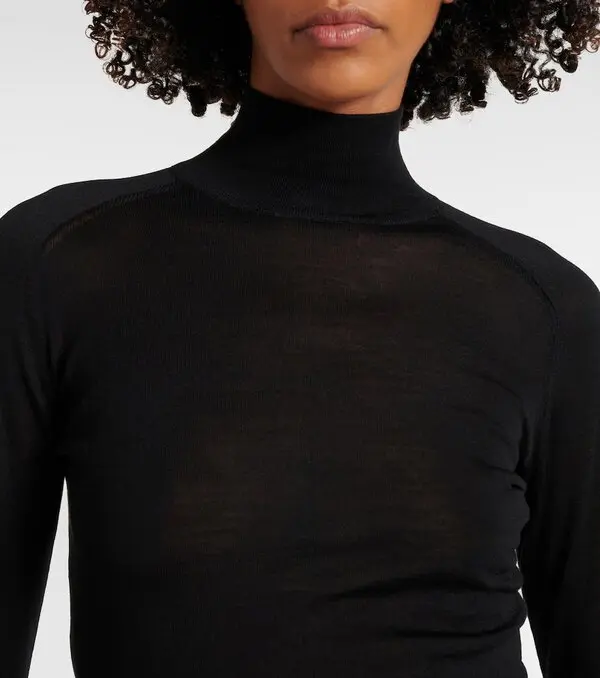Alaïa Faux Fur-trimmed Wool Turtleneck Top