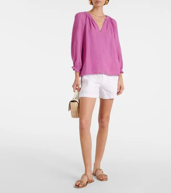 Velvet By Graham & Spencer Denice Cotton Blouse In Orchid - Purple