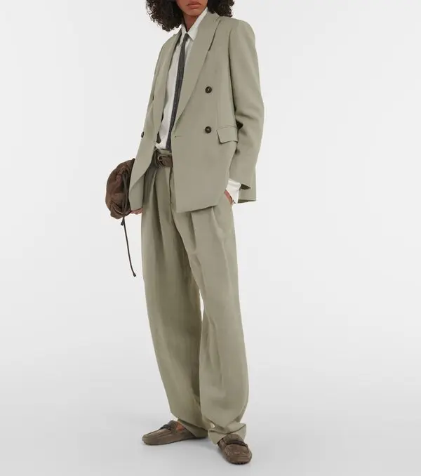 Brunello Cucinelli Twill Wide-leg Trousers