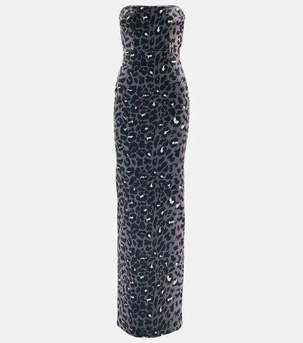 Alex Perry Leopard-print Velvet Gown - Multicoloured
