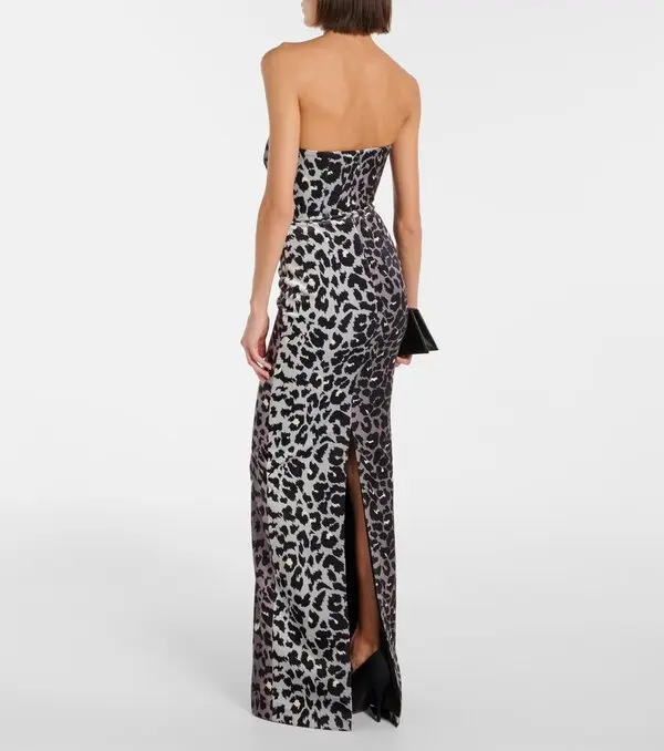 Alex Perry Leopard-print Velvet Gown