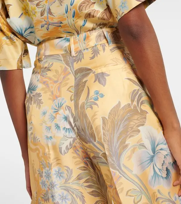Etro Printed Silk Wide-leg Trousers