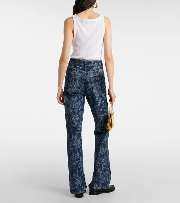 GANNI Printed High-rise Flared Jeans