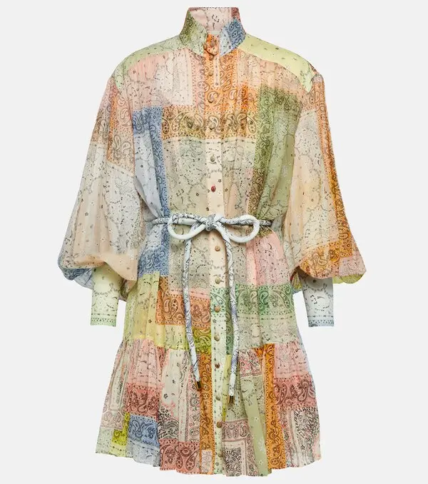 Zimmermann Matchmaker Bandana Cotton And Silk Mini Dress - Multicoloured