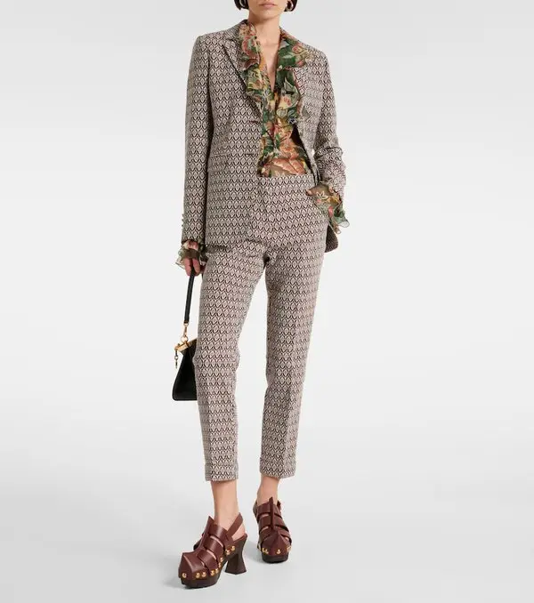 Etro Printed Cotton-blend Cropped Trousers