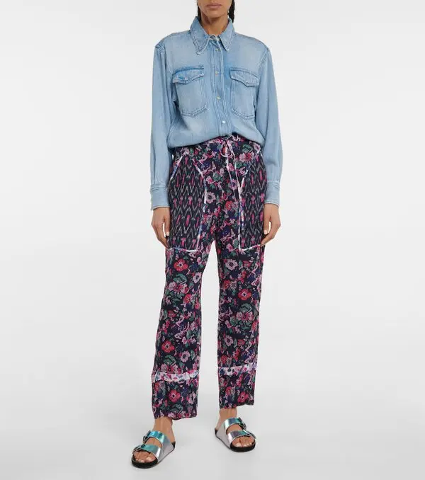 MARANT ETOILE Ryama Floral Print Viscose Trousers