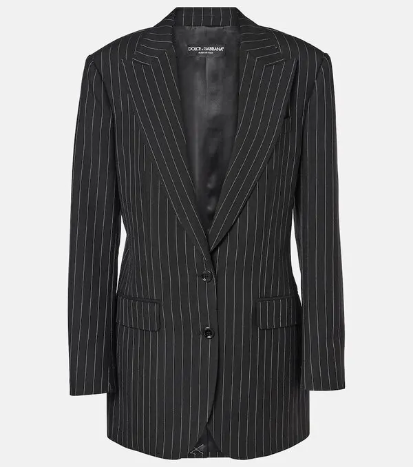 Dolce & Gabbana Pinstripe Virgin Wool Blazer - Grey