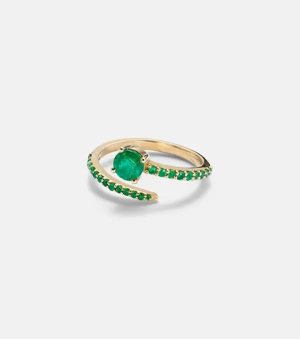 Ileana Makri Grass Seed Ring In 18kt Yellow With Emeralds - Gold