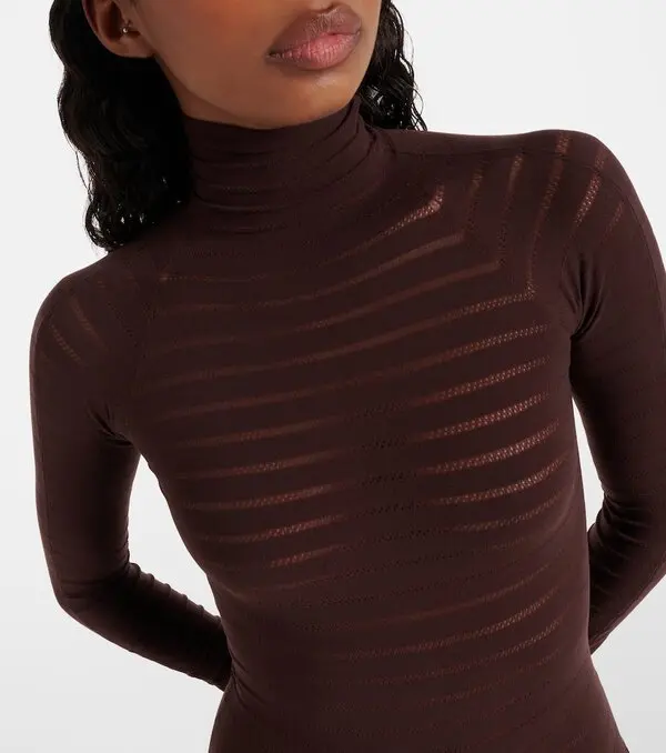 Alaïa Striped Turtleneck Bodysuit