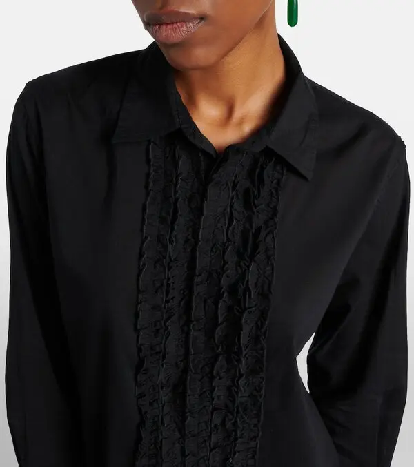 NILI LOTAN Nathael Ruffled Cotton Shirt
