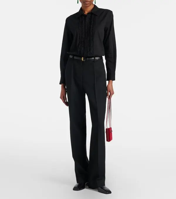 NILI LOTAN Nathael Ruffled Cotton Shirt