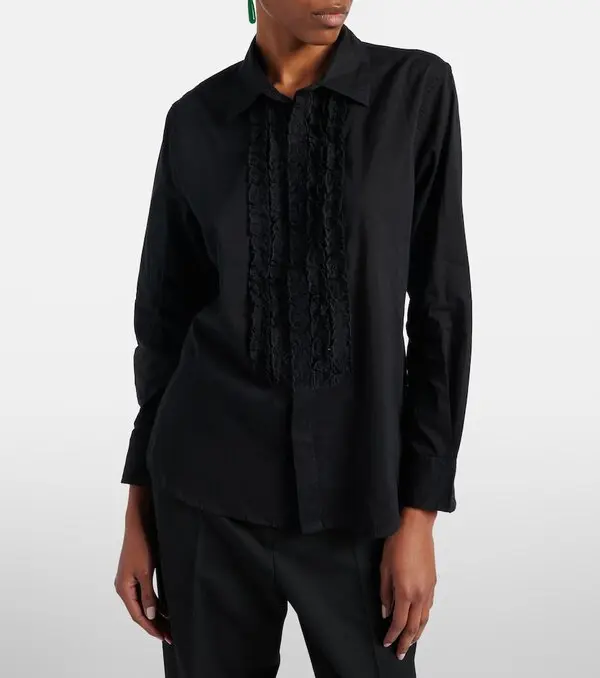 NILI LOTAN Nathael Ruffled Cotton Shirt