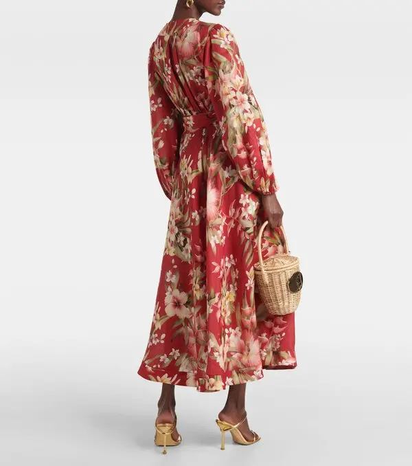 Zimmermann Lexi Floral Linen Wrap Dress