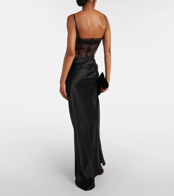 SIR. Dunya Draped Silk Satin Gown