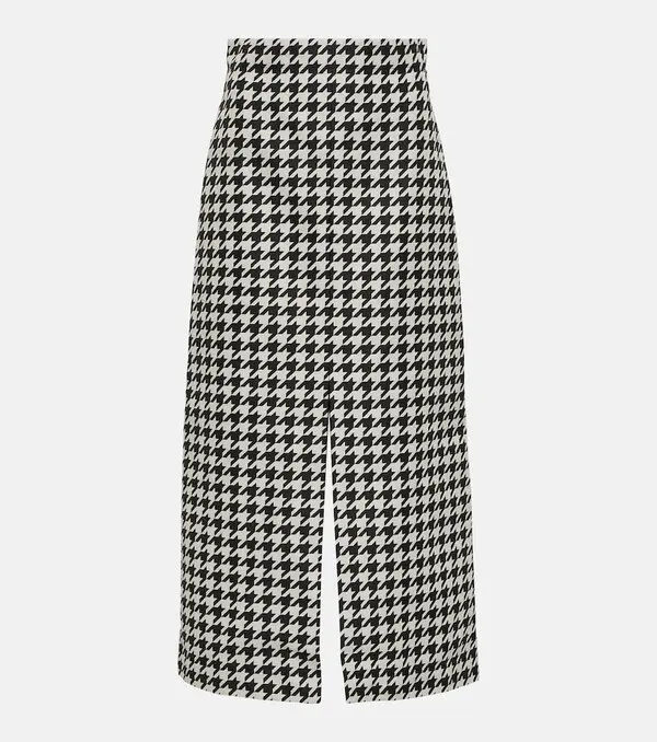Burberry Houndstooth Twill Maxi Skirt - Black