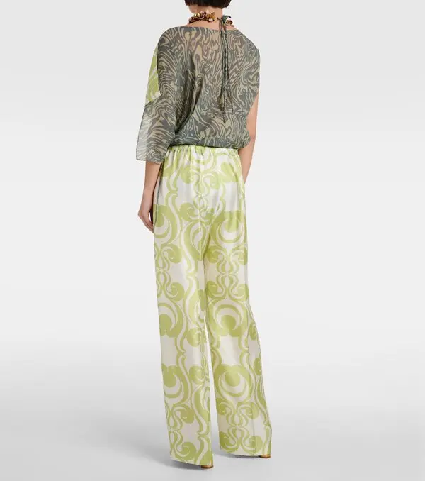 Dries Van Noten Printed Silk Wide-leg Trousers