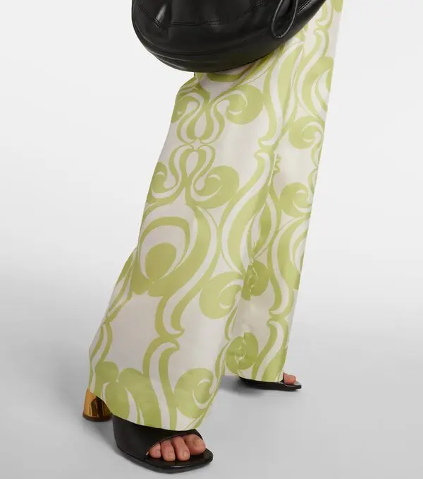 Dries Van Noten Printed Silk Wide-leg Trousers