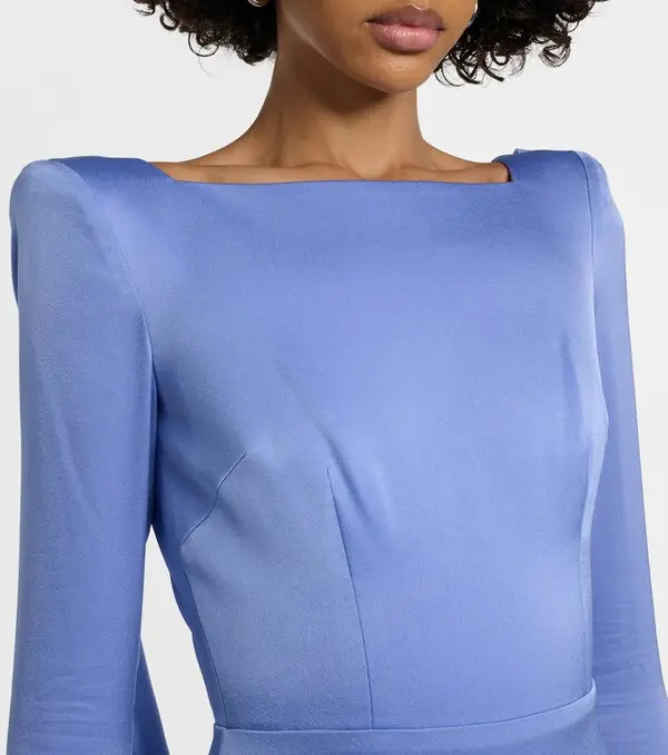 Alex Perry Draped Crepe Satin Midi Dress