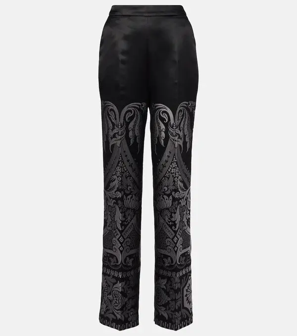 Etro Printed Silk-blend Wide-leg Trousers