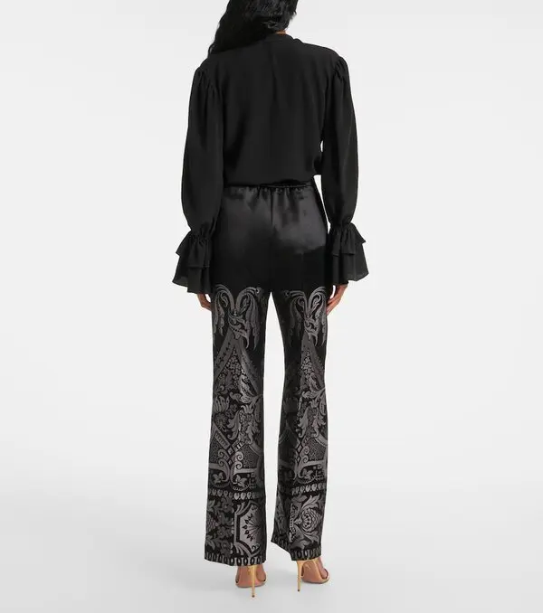 Etro Printed Silk-blend Wide-leg Trousers