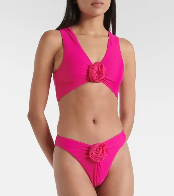 SAME Rose Floral-applique Bikini Bottoms