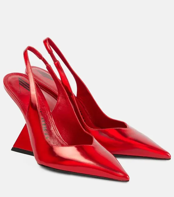Attico Cheope Leather Slingback Pumps - Red