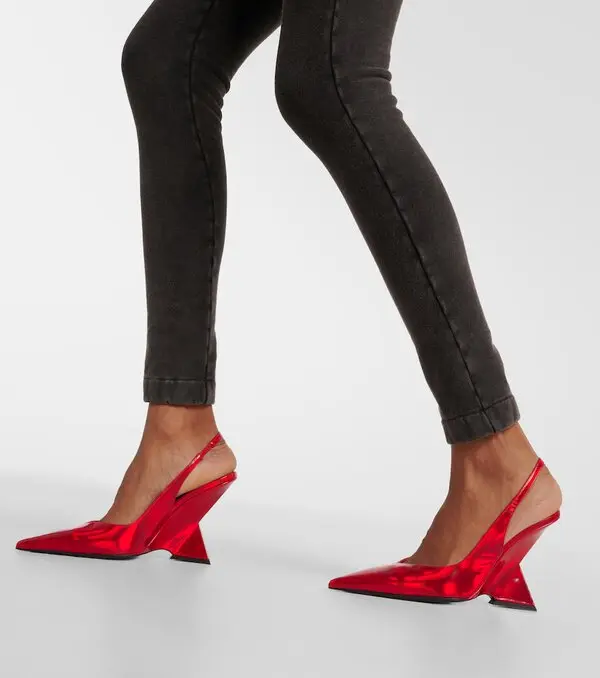 Attico Cheope Leather Slingback Pumps - Red