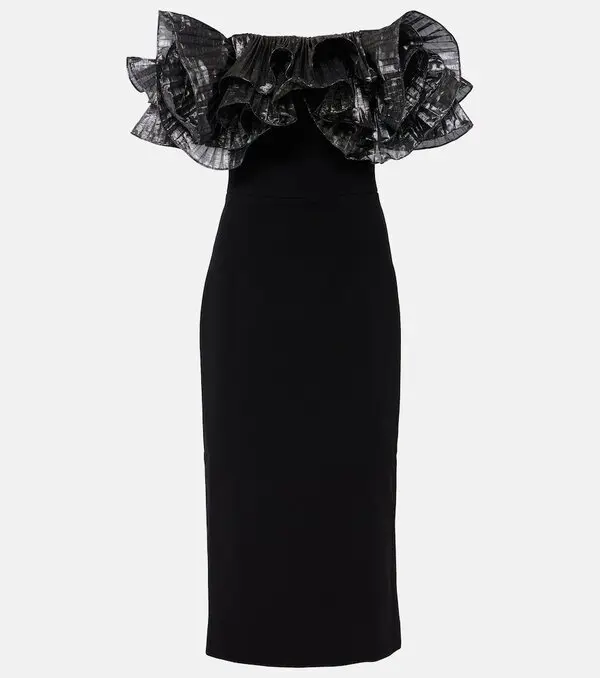 Rebecca Vallance Lumi Frill-detail Midi Dress - Multicoloured