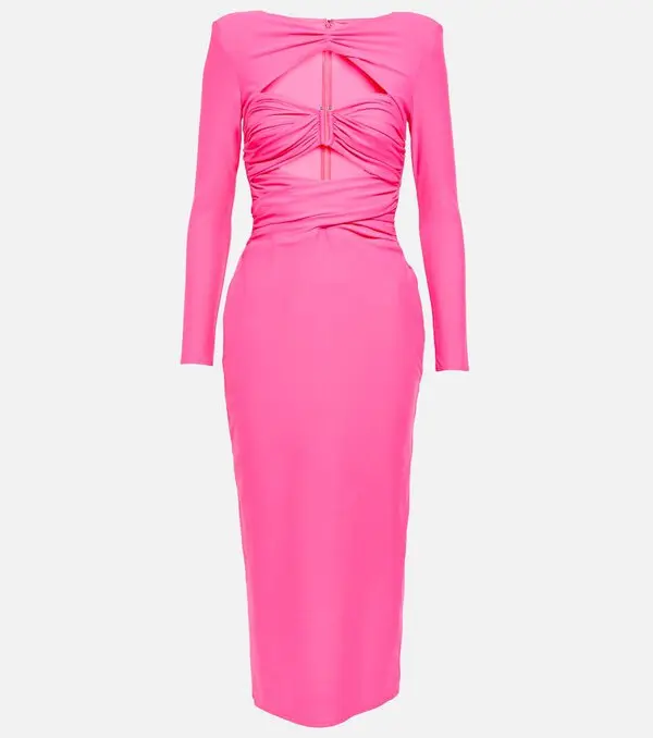 SELF-PORTRAIT Cutout Jersey Midi Dress - Pink
