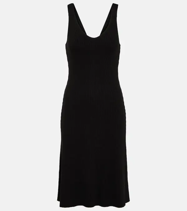 Vince Ribbed Scoop-neck Midi Dress - Black