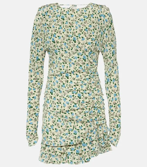 Alessandra Rich Floral Silk Open-back Mini Dress - Multicoloured