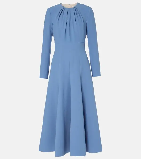 EMILIA WICKSTEAD Belgium Pleated Midi Dress - Blue