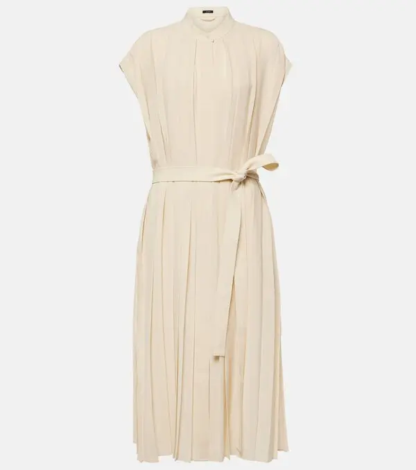 JOSEPH Davidge Plisse Midi Dress - Neutrals