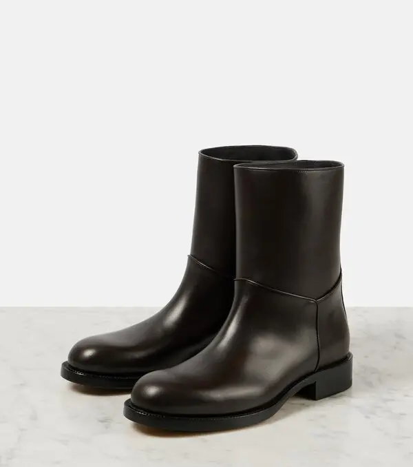 THE ROW Nobilis Leather Ankle Boots