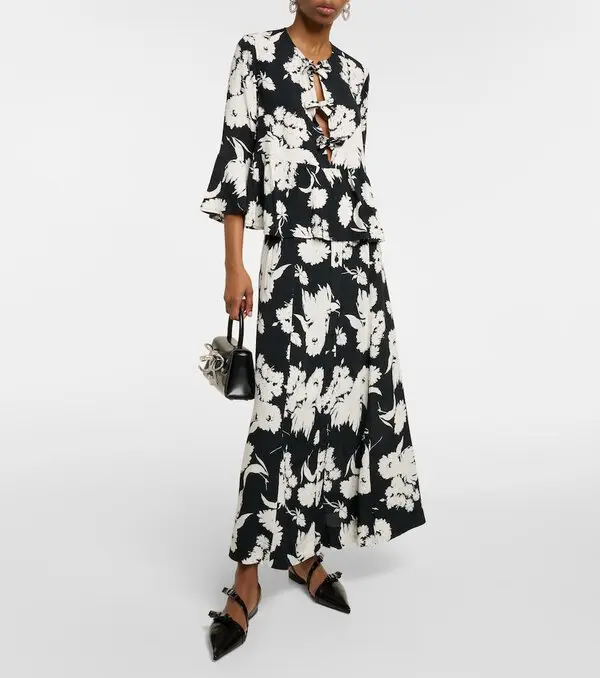 GANNI Floral Crepe Blouse
