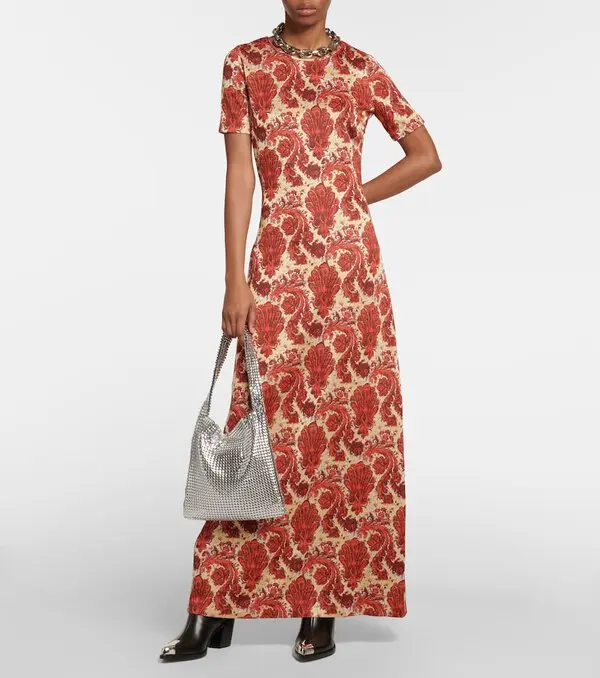 Rabanne Jersey Grunge Tapestry Maxi Dress