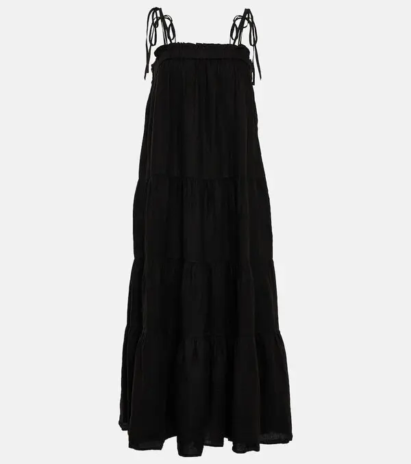 Velvet By Graham & Spencer Charlie Tiered Linen Maxi Dress - Black