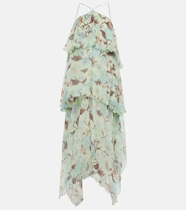 Stella McCartney Tiered Printed Silk Maxi Dress - Multicoloured