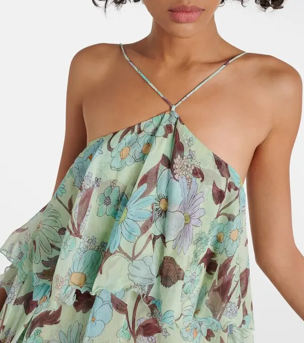 Stella McCartney Tiered Printed Silk Maxi Dress