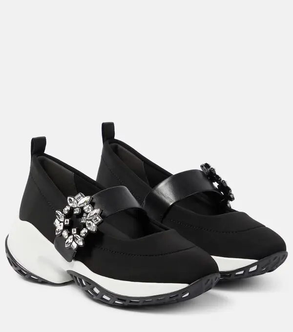 ROGER VIVIER Embellished Round Toe Sneakers - Black