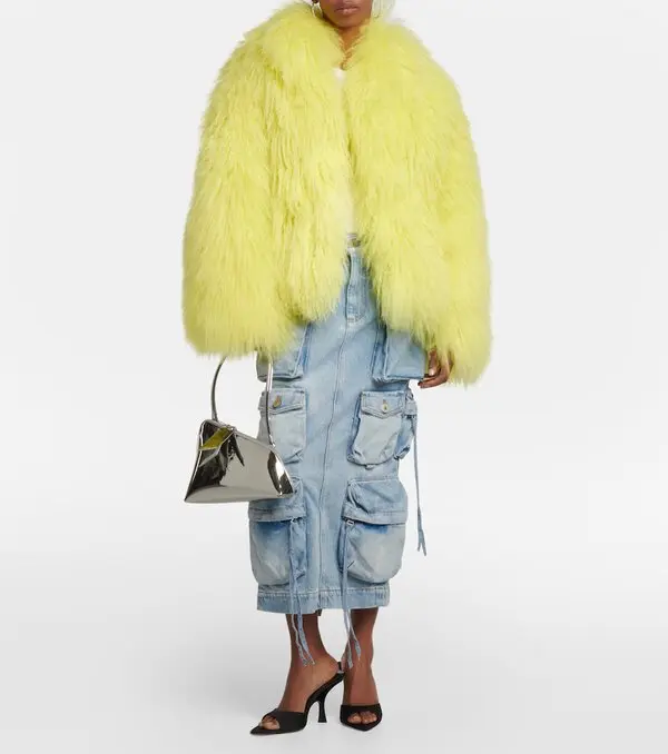 Attico Faux Fur Cropped Coat