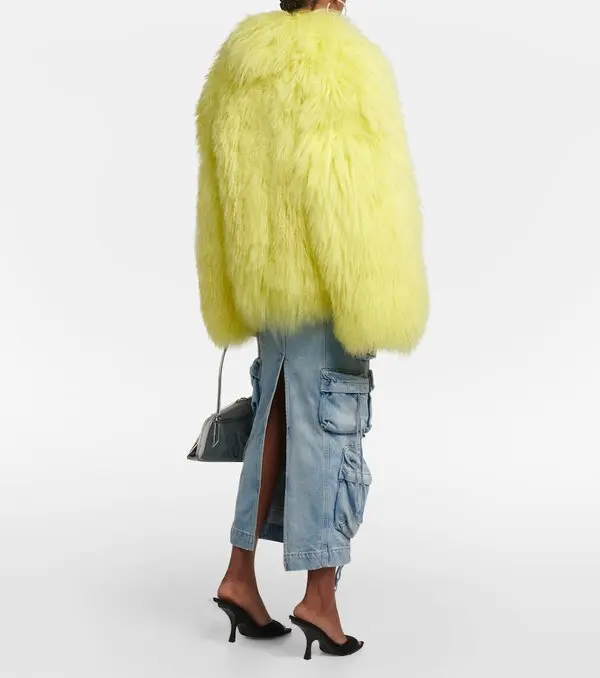 Attico Faux Fur Cropped Coat