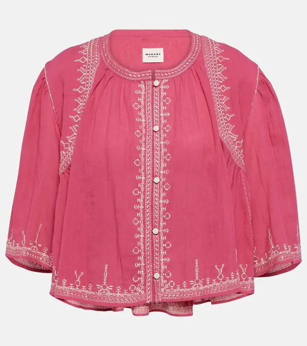 MARANT ETOILE Embroidered Cotton Crop Top