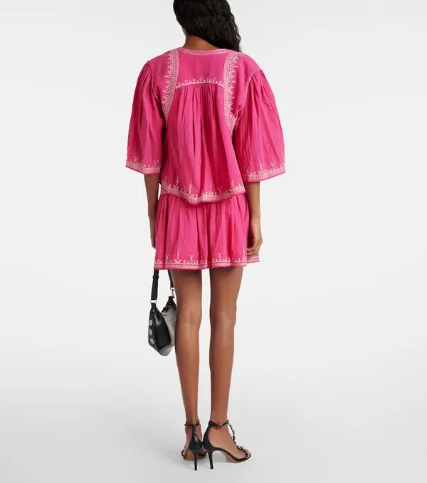 MARANT ETOILE Embroidered Cotton Crop Top
